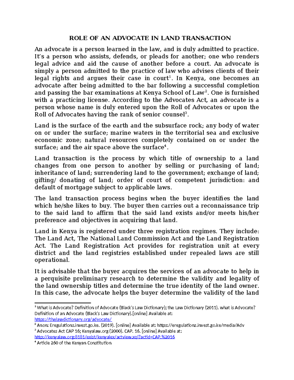 ROLE OF AN Advocate IN LAND Transaction - ROLE OF AN ADVOCATE IN LAND ...