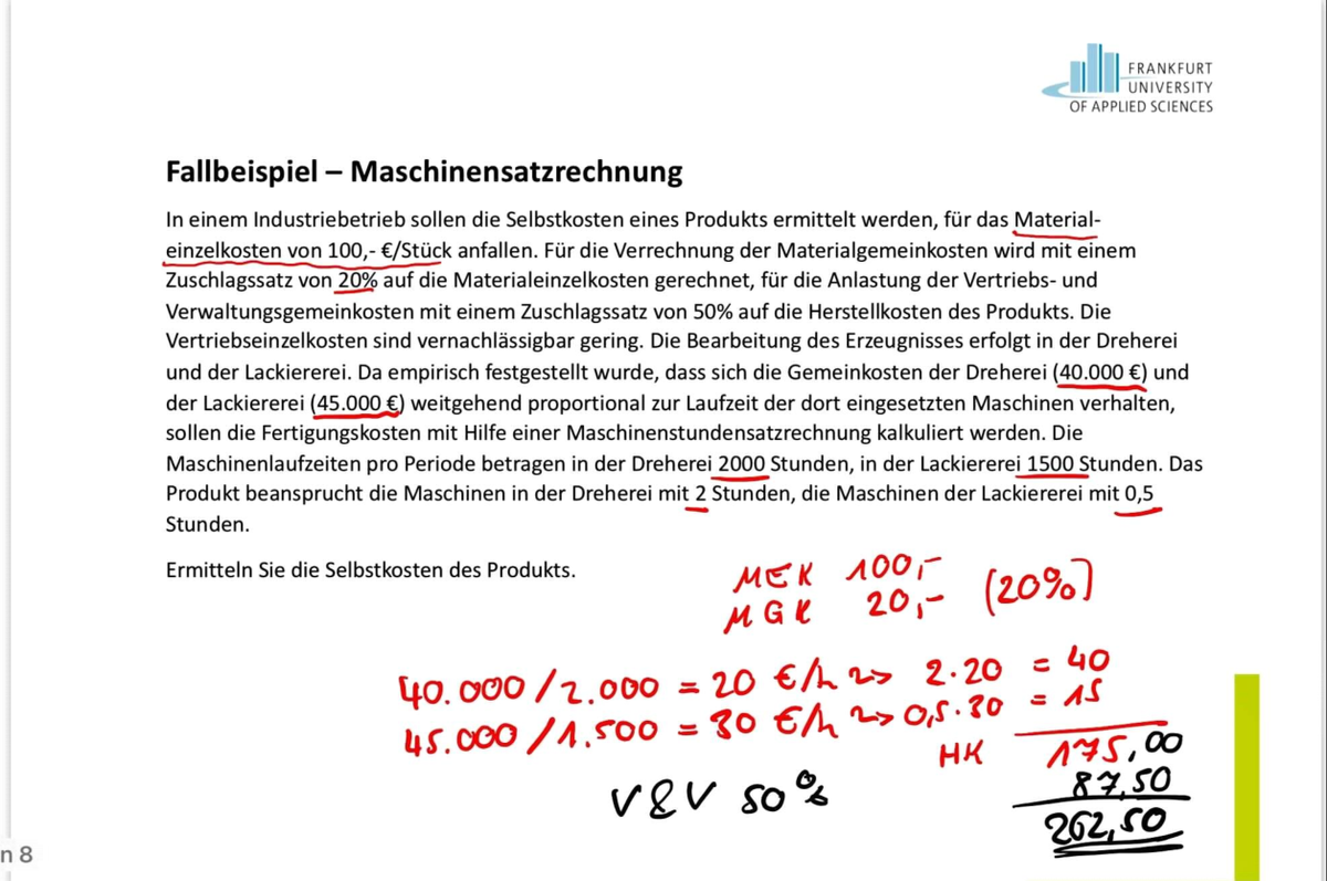 Fallbeispiel Bezugsgrößenkalkulation - FRANKFURT UNIVERSITY OF APPLIED ...