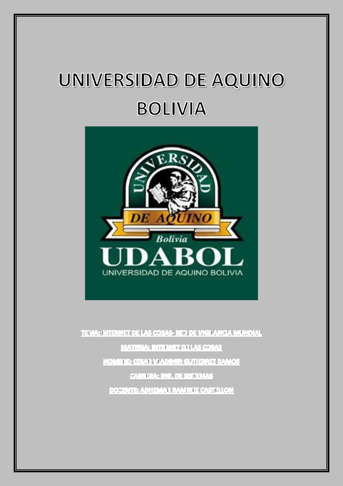 Io T DIF 1 WORK Paper 1 Cesar Gutierrez ING Sistemas - UNIVERSIDAD DE ...