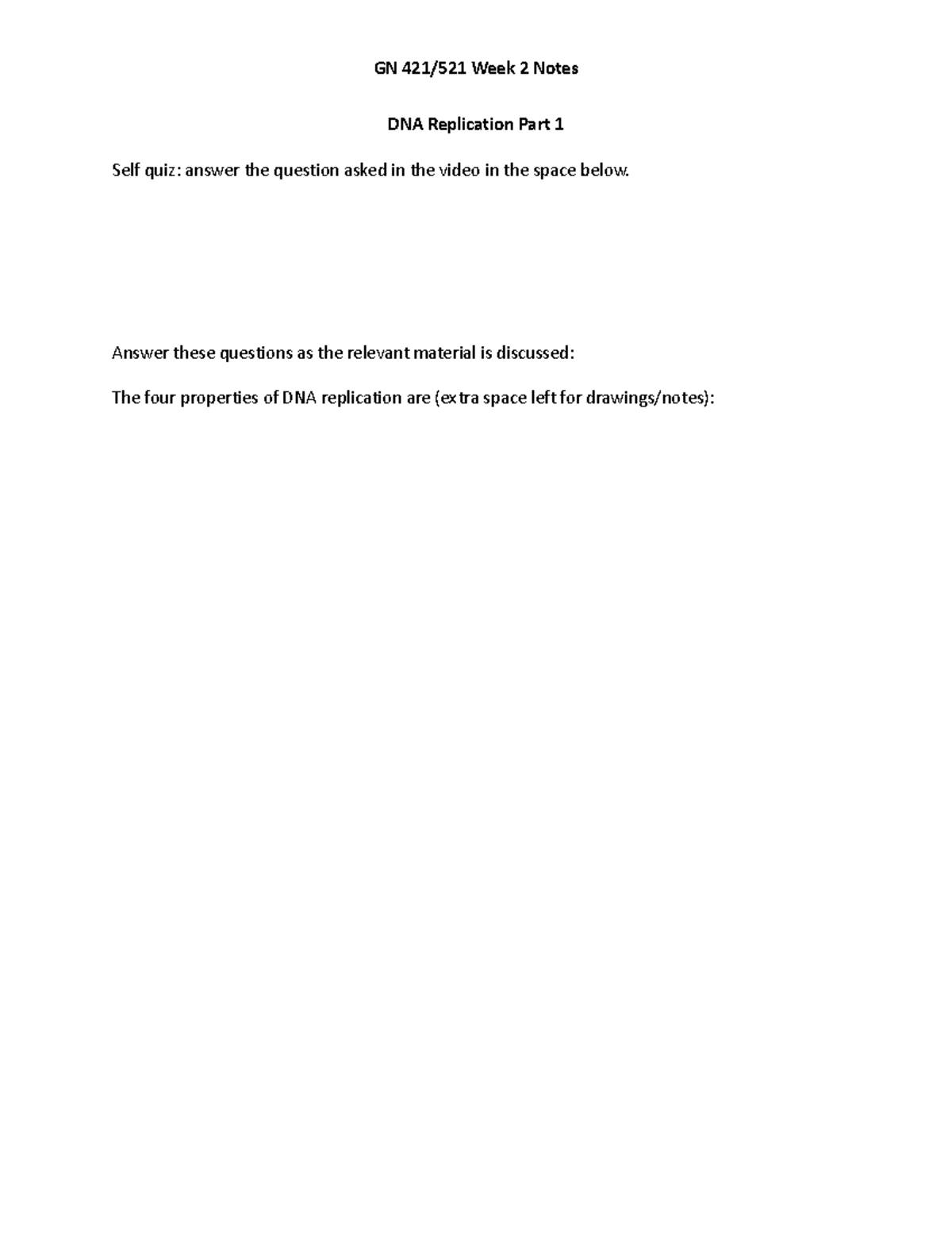 DNA Replication Guided Study Guide - DNA Replication Part 1 Self quiz ...