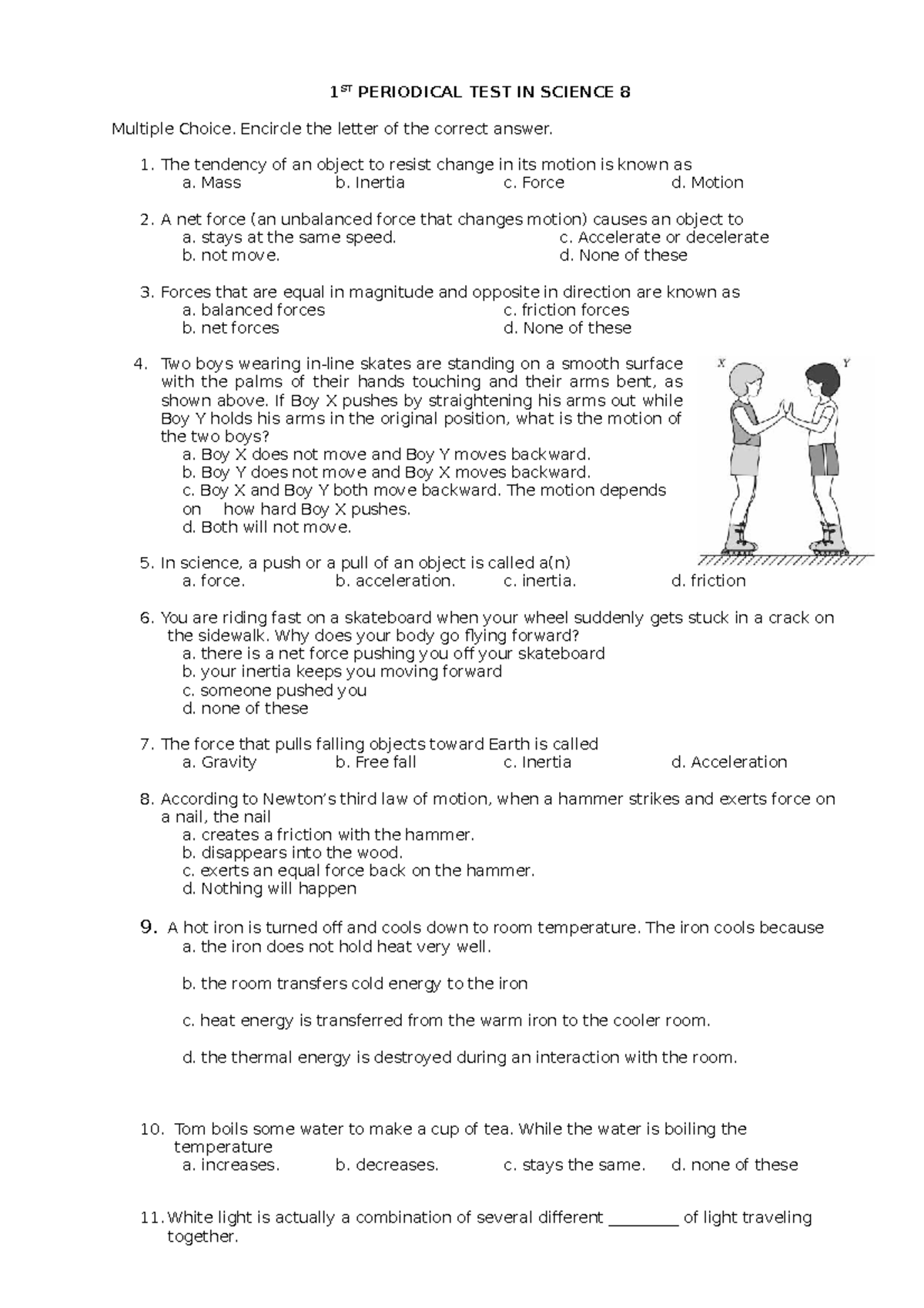 1st Periodic Test - Science 8 - 1 ST PERIODICAL TEST IN SCIENCE 8 ...