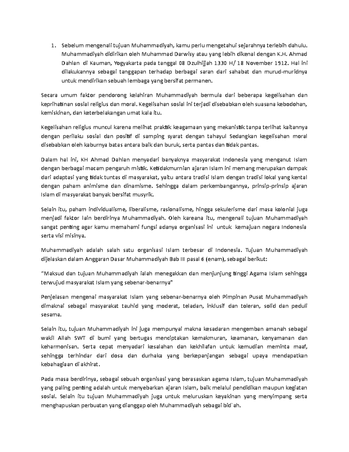 kemuhammadiyahan - Sebelum mengenali tujuan Muhammadiyah, kamu perlu ...