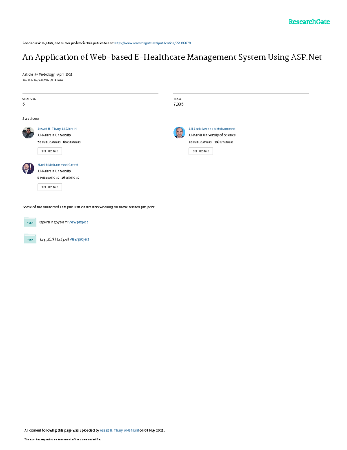 An Application of Web-based E-Healthcare Managemen - See discussions, stats, and author profiles ...