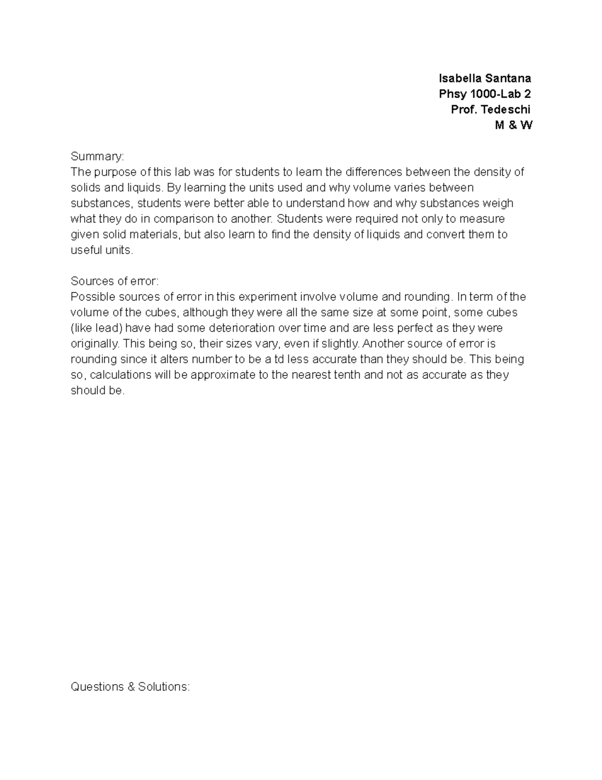 Lab 2 - Mandatory lab write up - Isabella Santana Phsy 2 Prof. Tedeschi ...