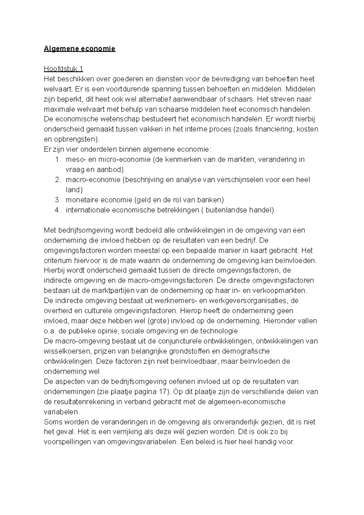 Algemene economie - Algemene economie Hoofdstuk 1 Het beschikken over ...