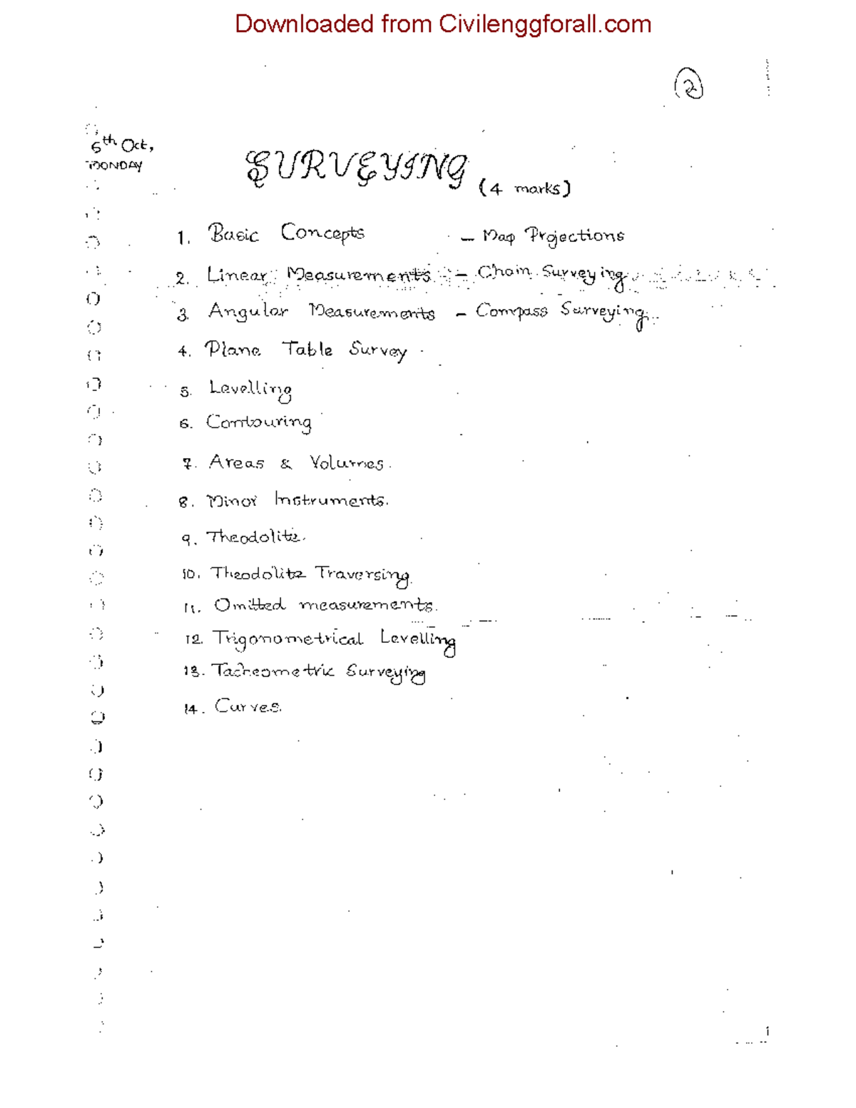 Survey HAND Written NOTE - 1 - Basic Civil Engineering - Studocu