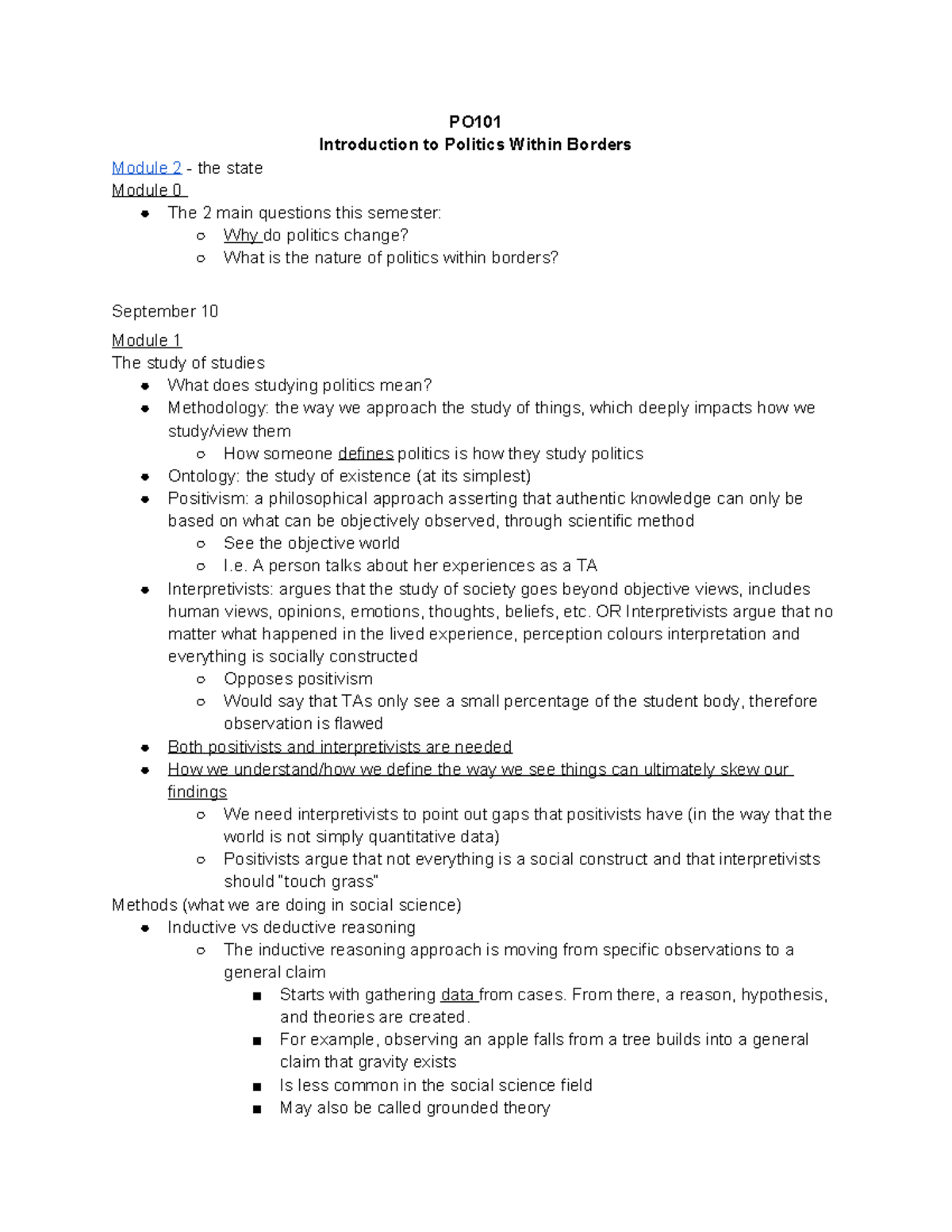 PO101 Module 1 - Model 1 Notes - PO Introduction to Politics Within ...