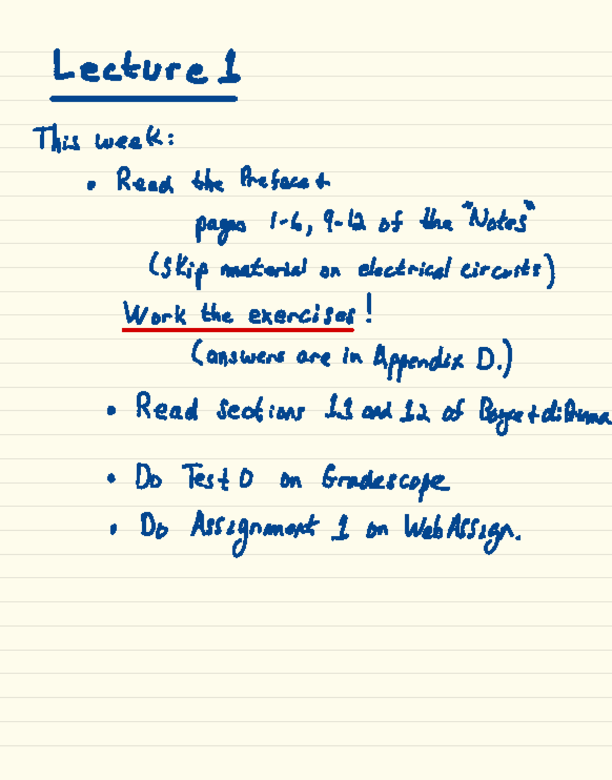 Lecture 01 - Notes from week 1 - Lecture 1 This week : Read the Preface ...