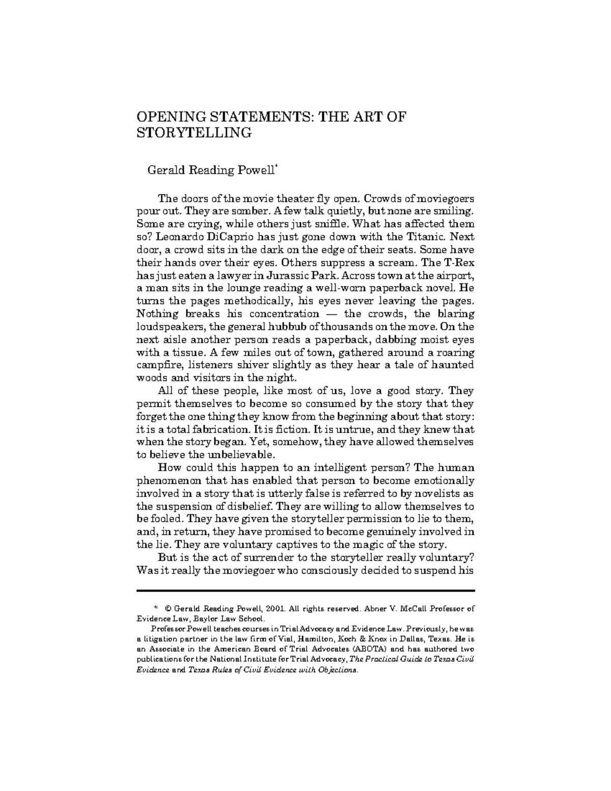 Powell Gerald R - Opening Statements The Art of Storytelling - © Gerald ...