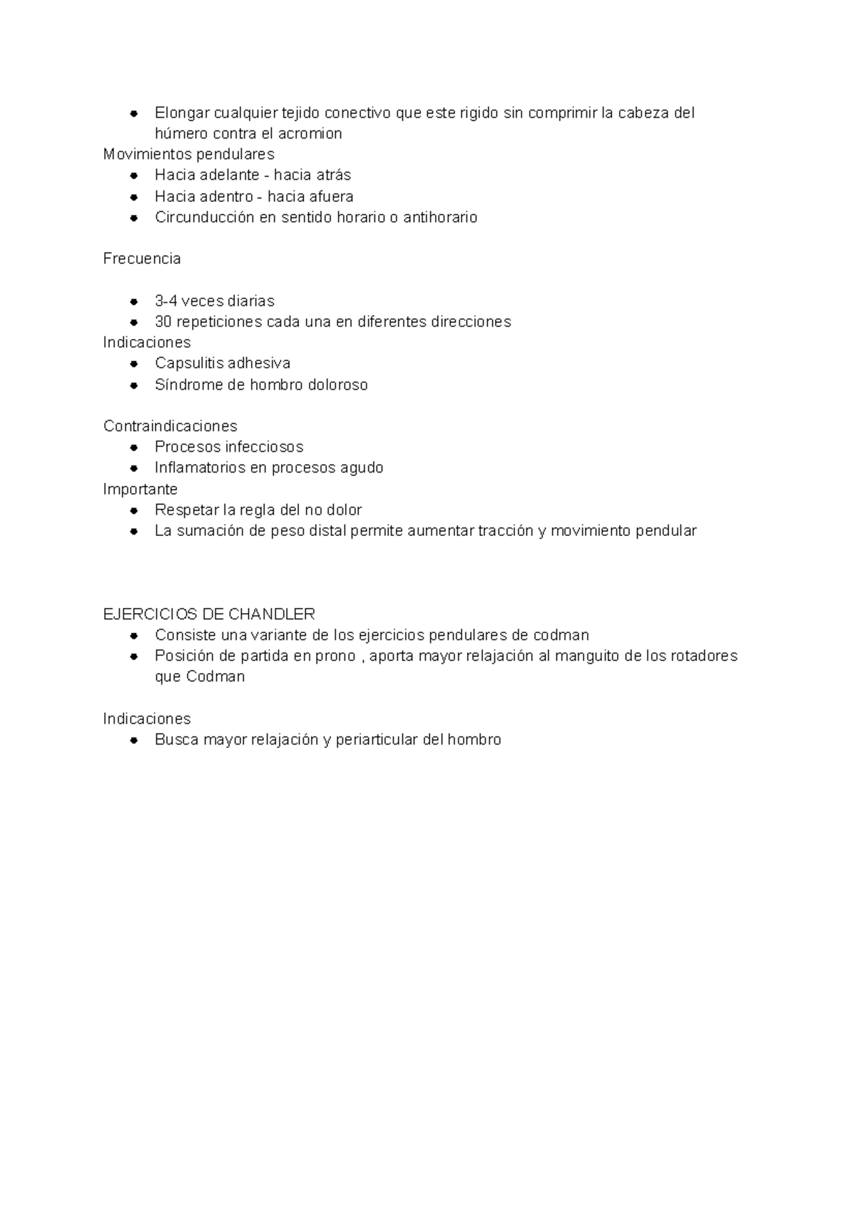 Ejercicios DE Codman - aaaa - Traumatología, Fisioterapia - UPT - Studocu