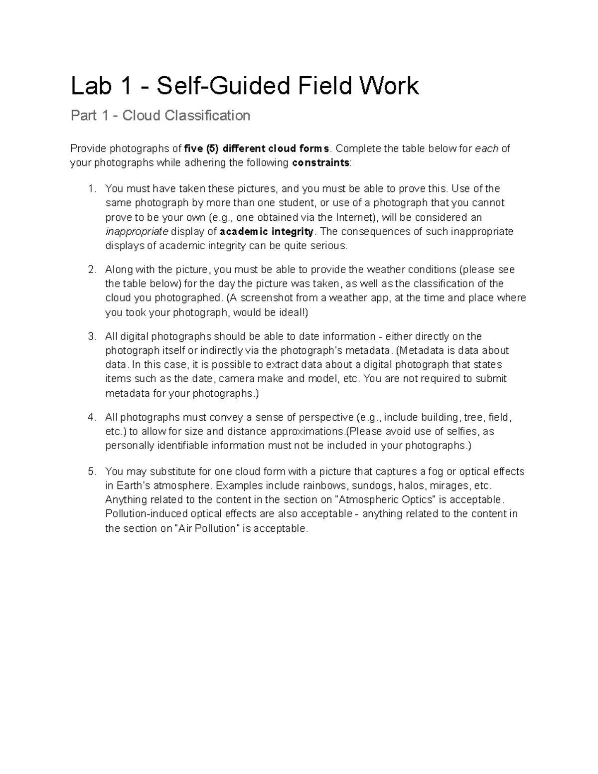 NATS 1780 A (Summer 2024) Lab 1 - Self-Guided Field Work - Cloud Classification - May 20, 2024 ...