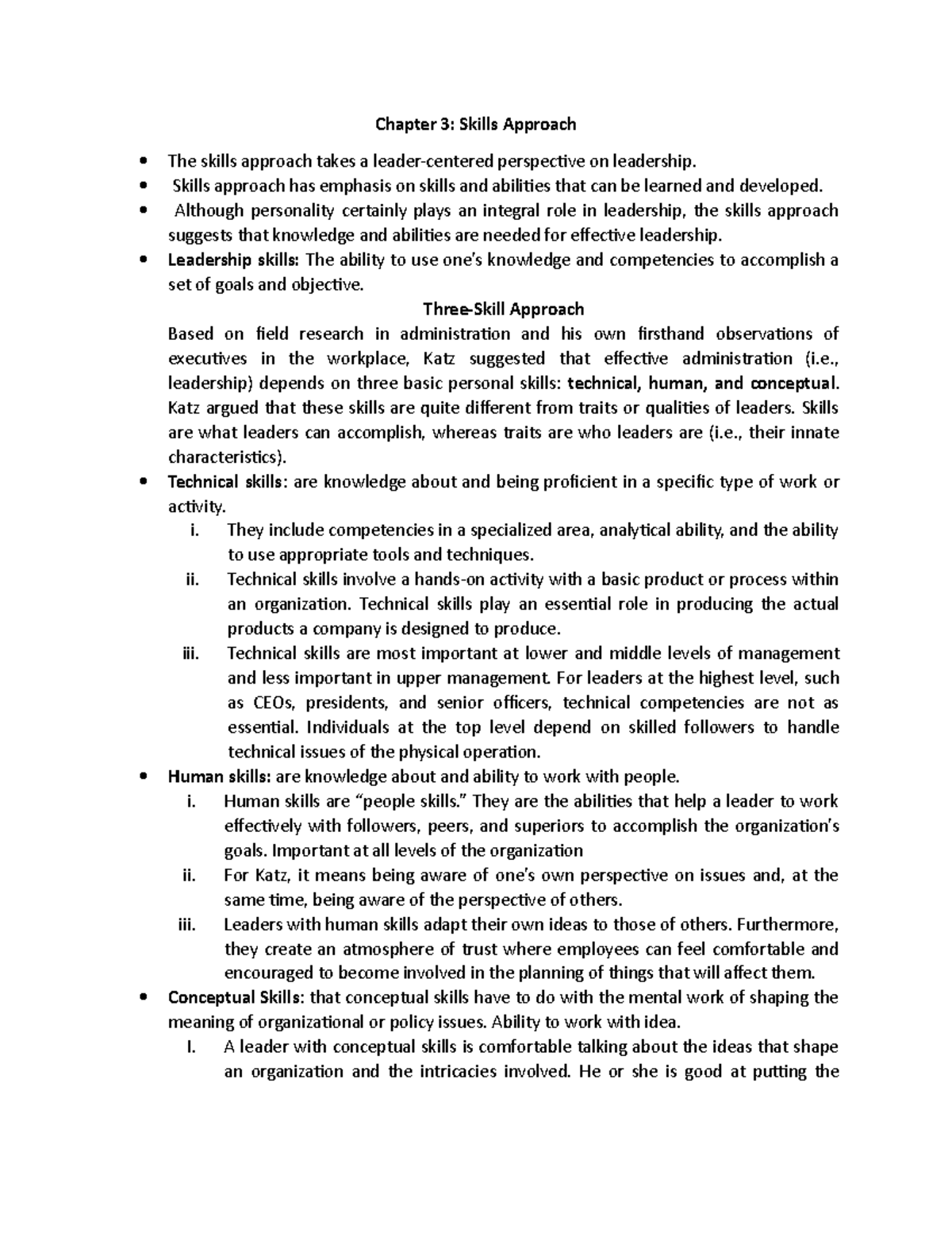 Chapter 3 Skill Approach Learning to Lead - LEAD 2010 - U of M - Studocu
