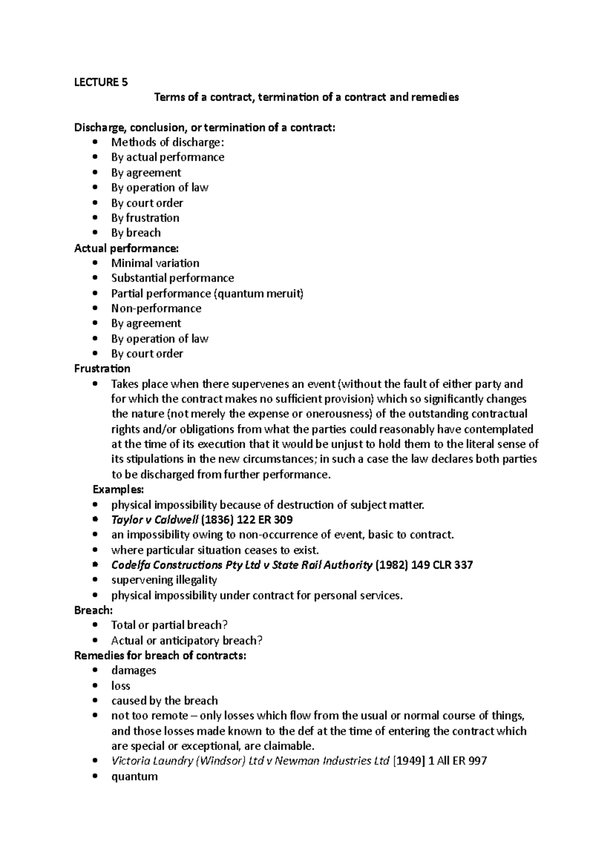 Lecture 5 Terms OF A Contract - LECTURE 5 Terms of a contract ...