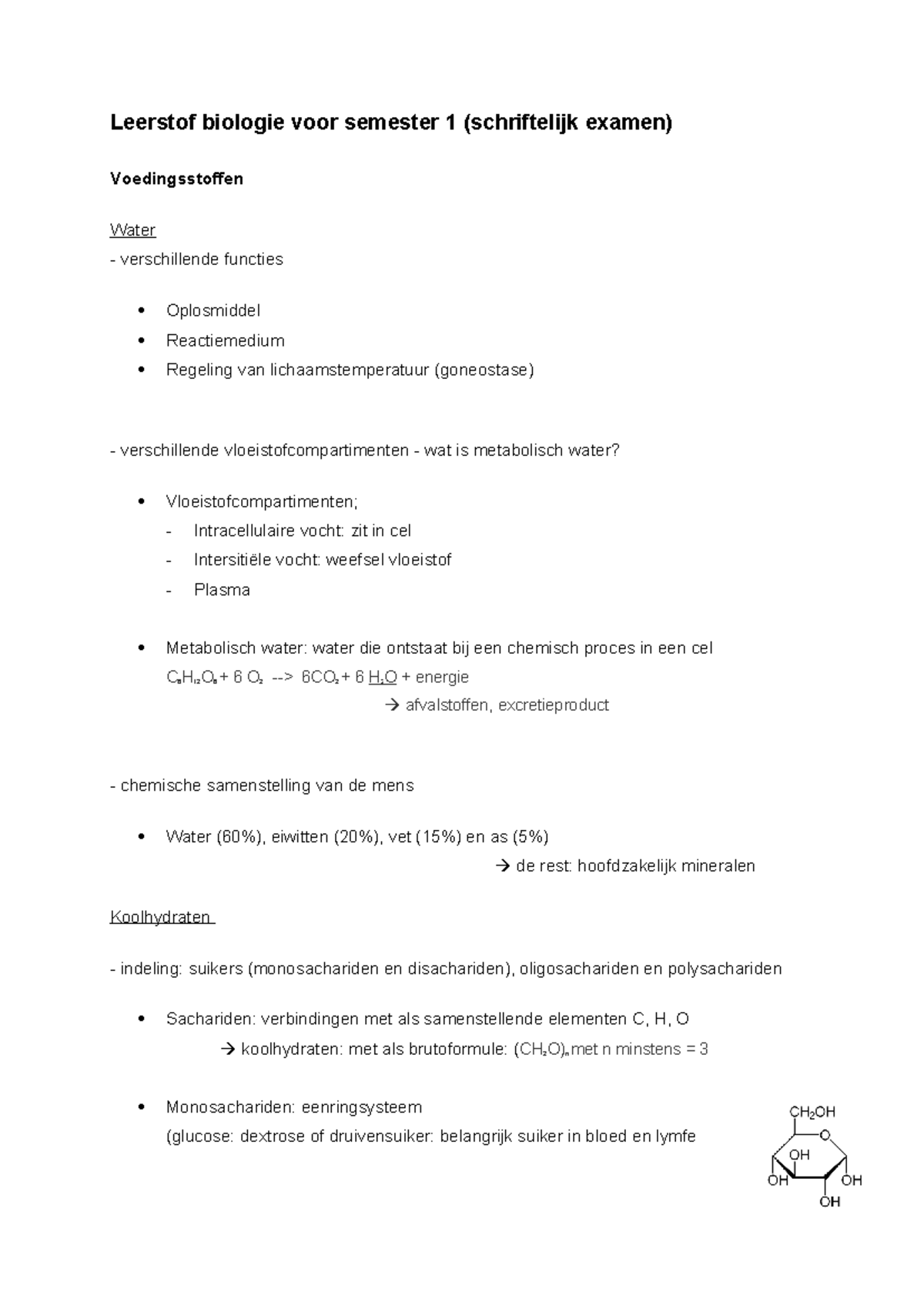 Samenvatting biologie trimester 1 - Leerstof biologie voor semester 1 (schriftelijk examen ...