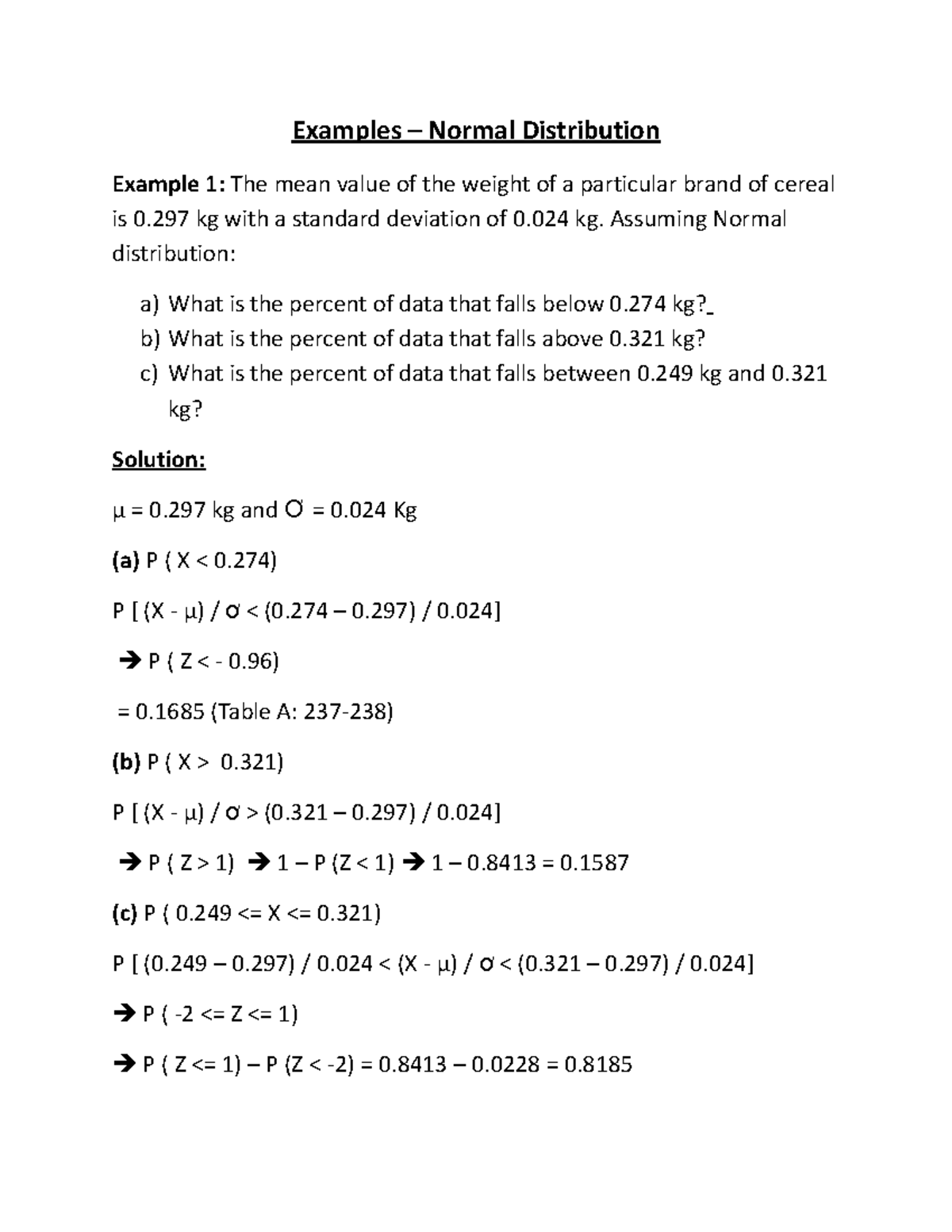 IE5303 Class Example Solutions - Examples – Normal Distribution Example ...