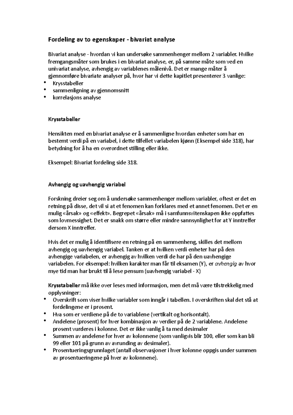 Fordeling av to egenskaper - Introduksjon til samfunnsvitenskapelig metode. Når det skal - Studocu