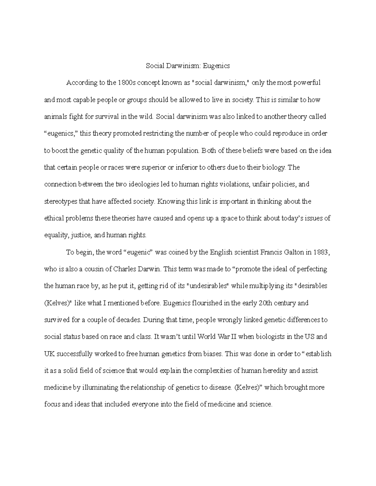 Social Darwinism Eugenics - Social Darwinism: Eugenics According to the ...