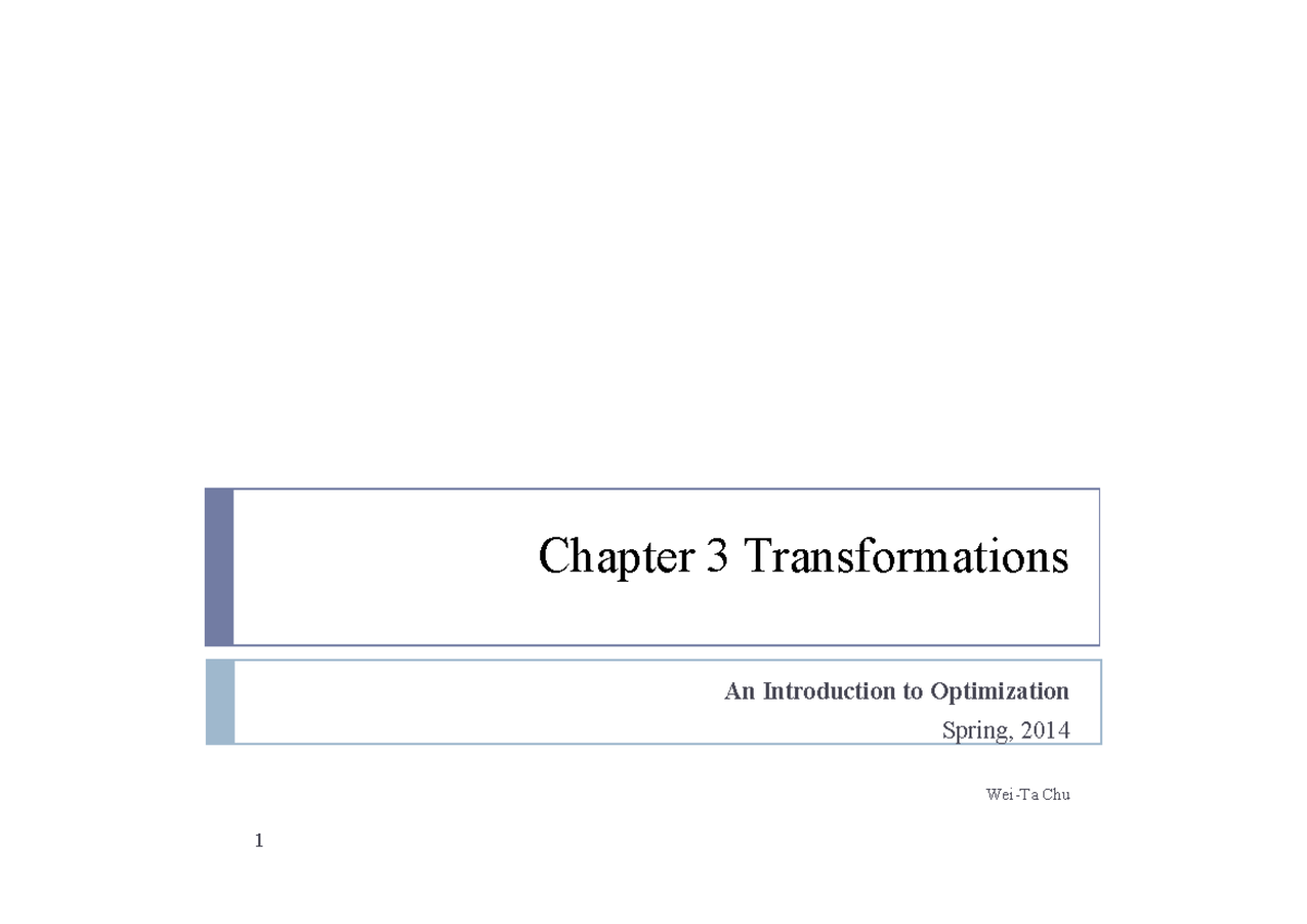 Chapter 3 Transformations - Chapter 3 Transformations An Introduction ...