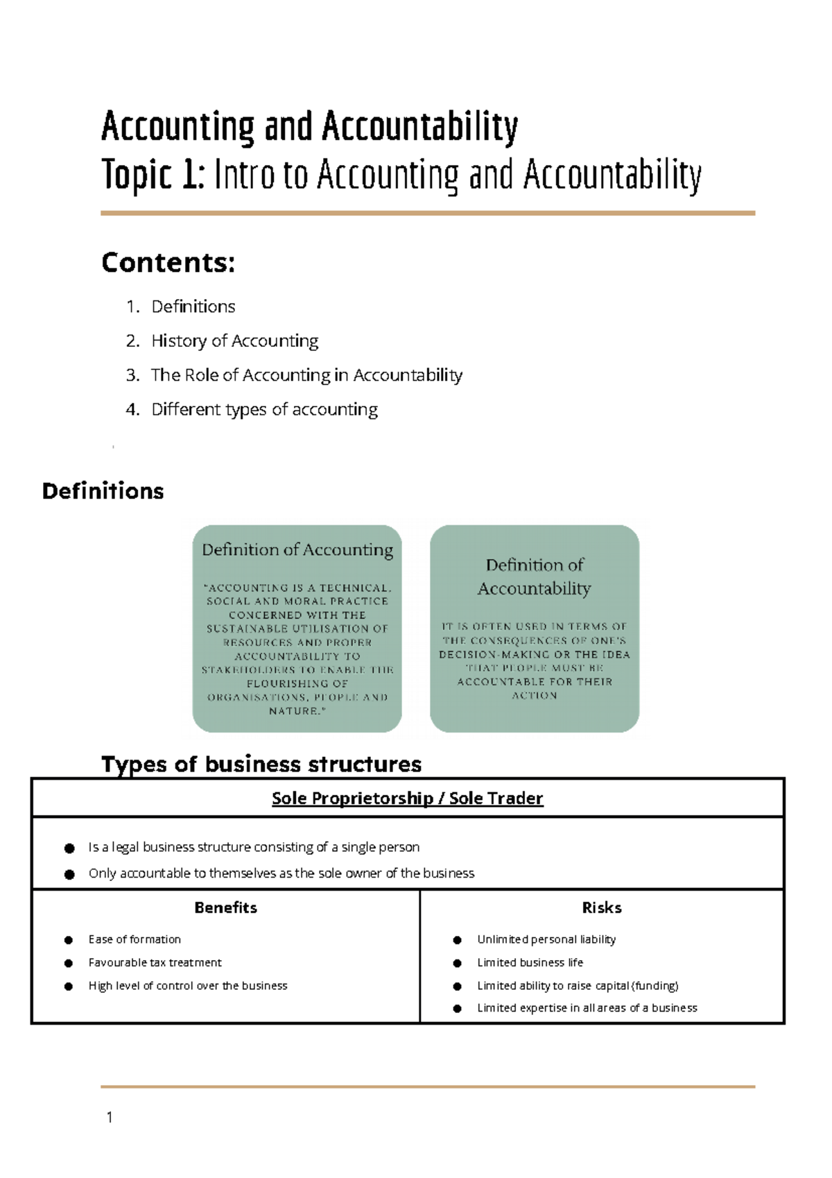 Accounting and Accountability: Week 1 Summary - Accounting and ...