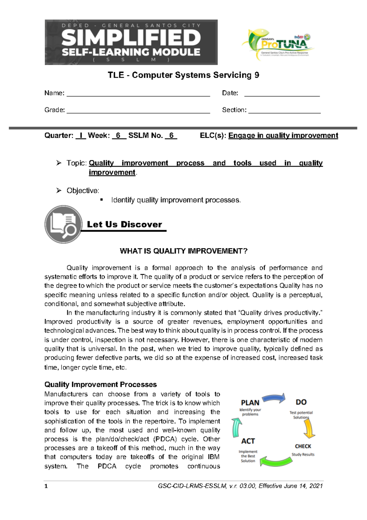 SSLM CSS9 Q1 WEEK6 - Fundamentals in Computing practice material - TLE - Computer Systems ...