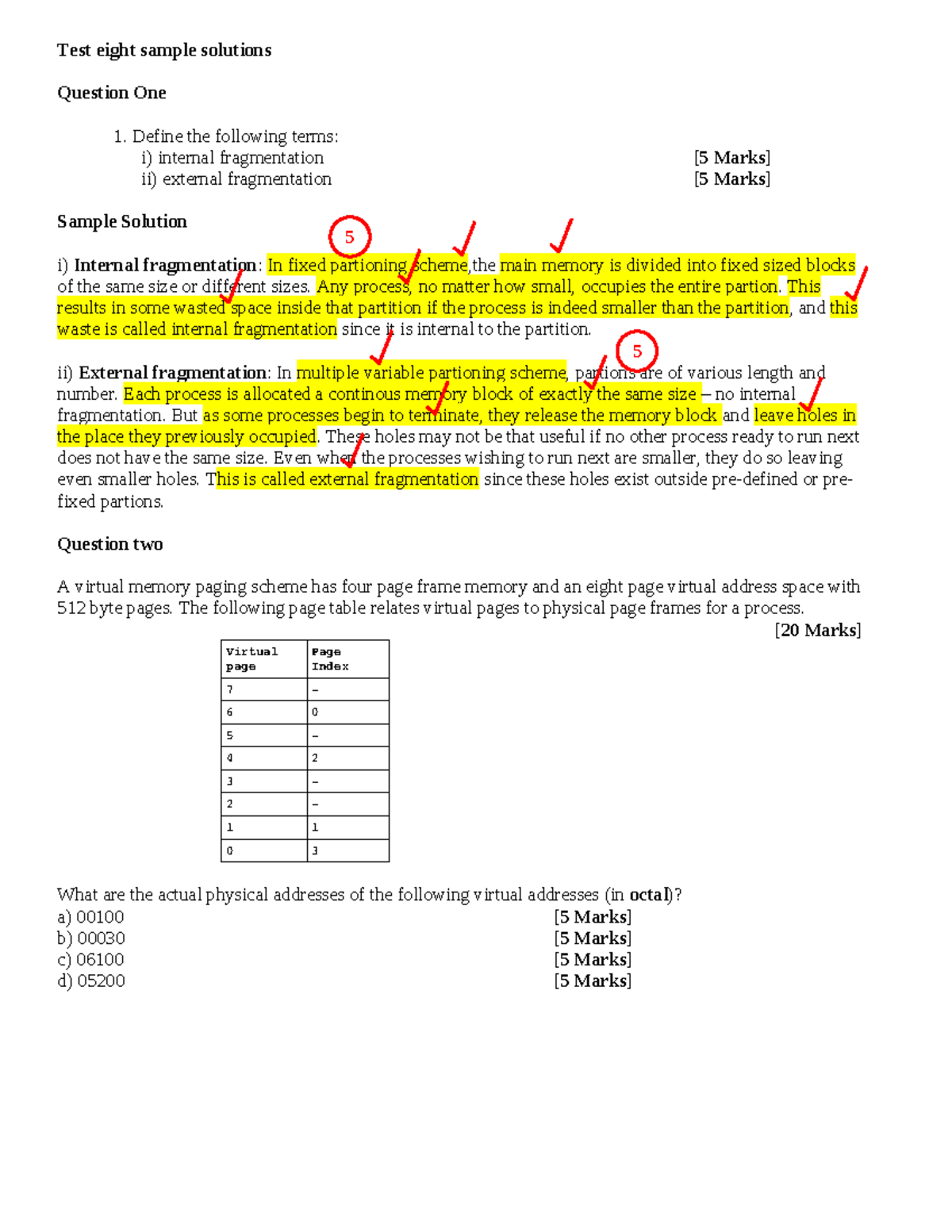 Test eight solutions - Lecture notes 1 - Test eight sample solutions ...