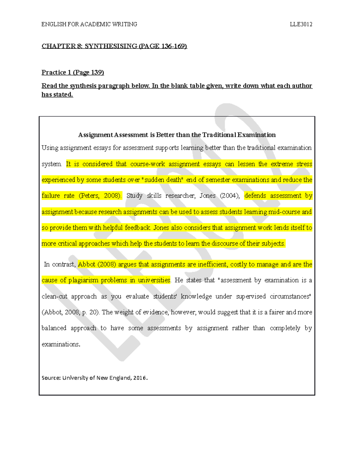 Synthesising Practice - CHAPTER 8: SYNTHESISING (PAGE 136-169) Practice ...