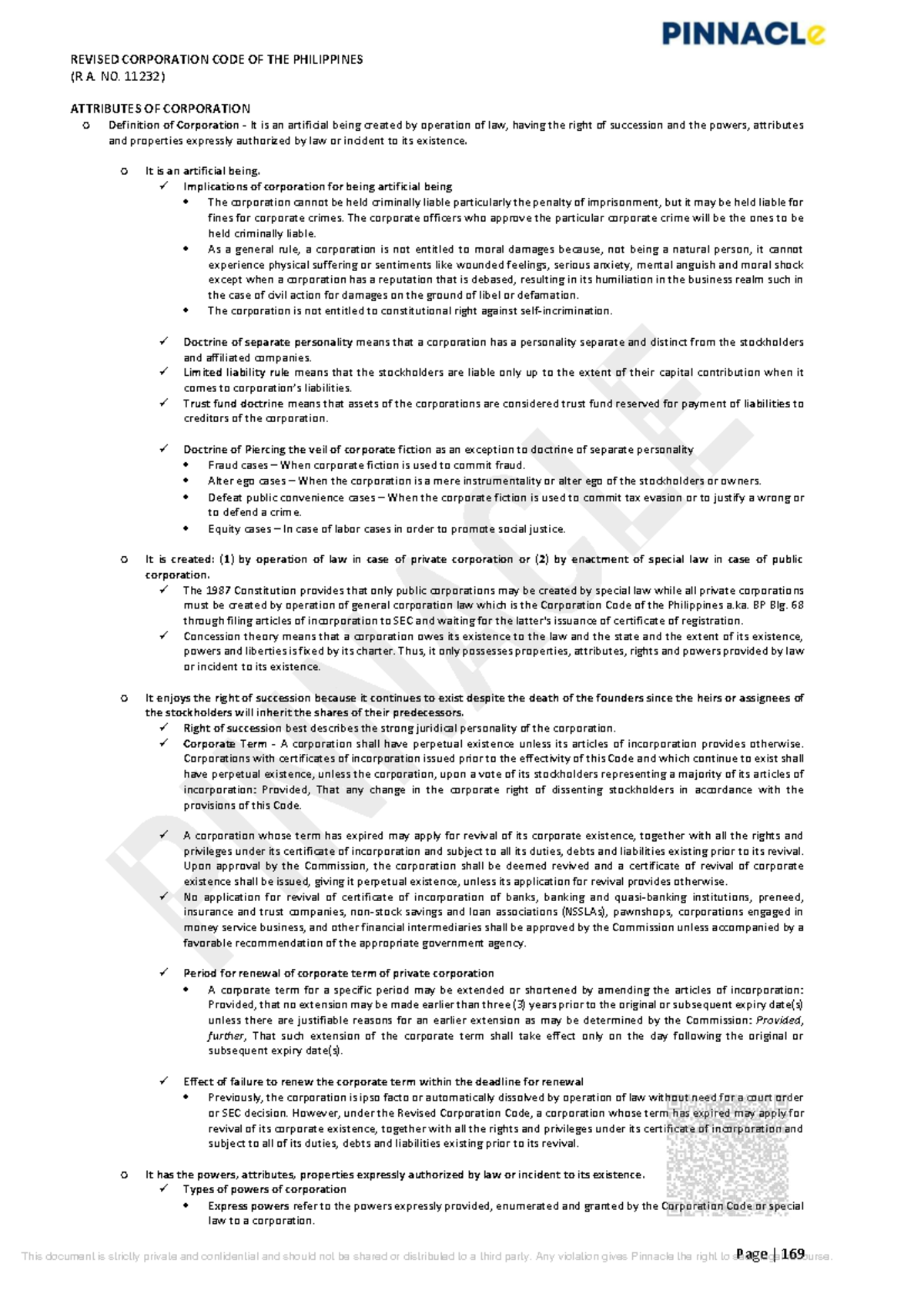 Pinnacle Handouts (May 2023) ( Final) - Page | 169 REVISED CORPORATION ...