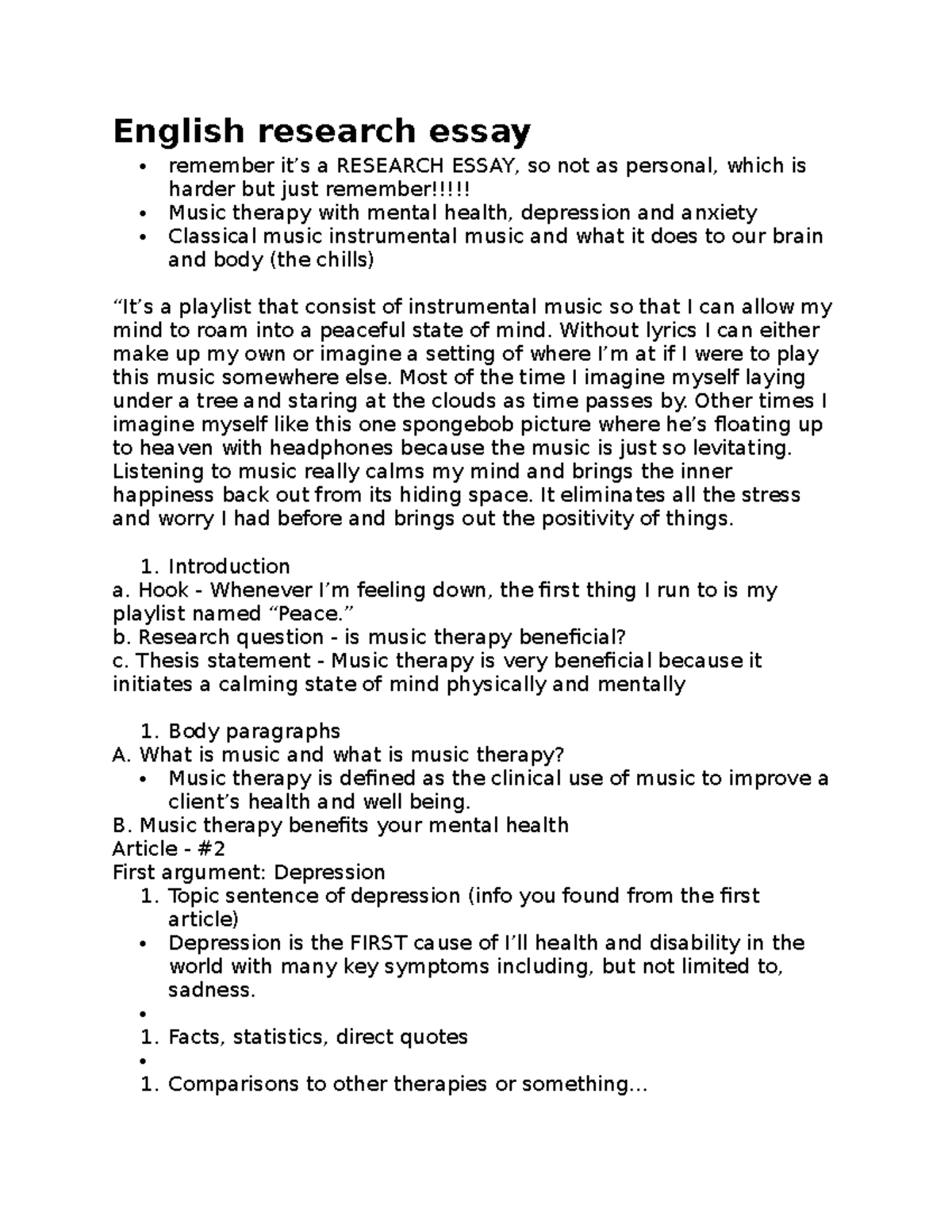 Research essay outline - English research essay remember it’s a ...