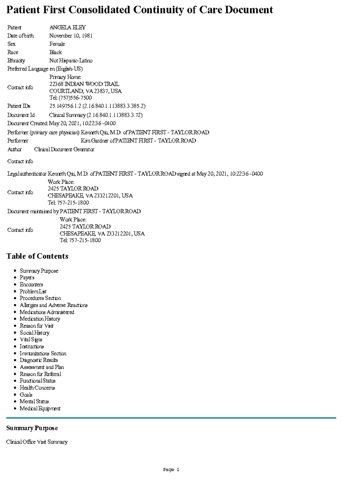 Download Pdfhtml - Patient First Consolidated Continuity of Care ...
