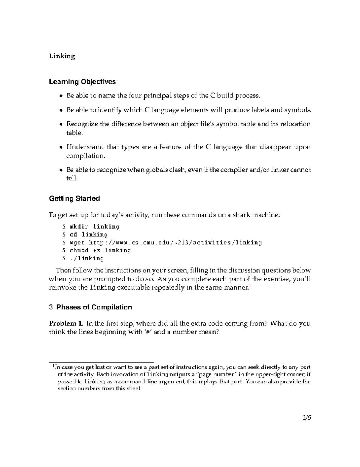 Linking - class notes - Learning Objectives Be able to name the four ...