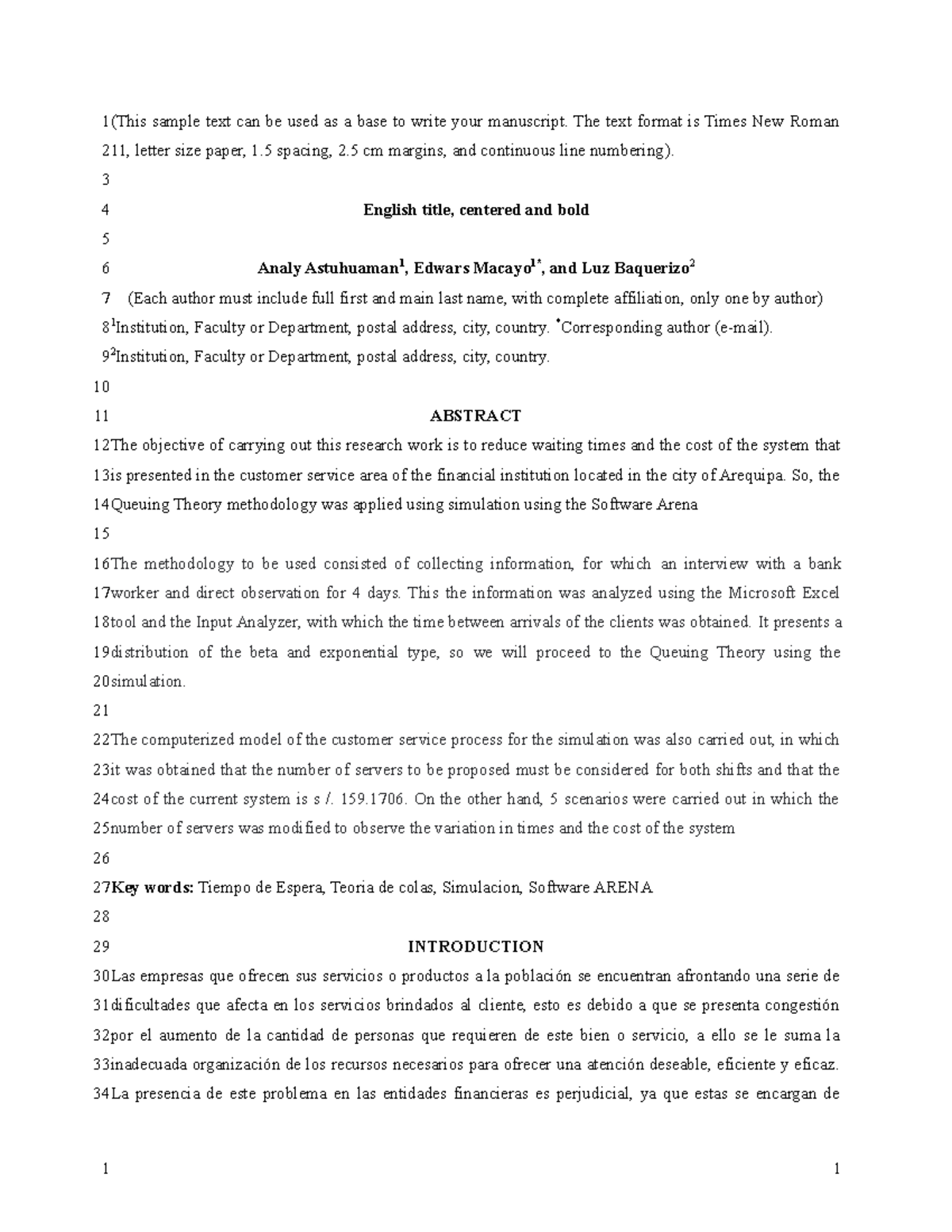 Sample Manuscript - Tarea - (this Sample Text Can Be Used As A Base To