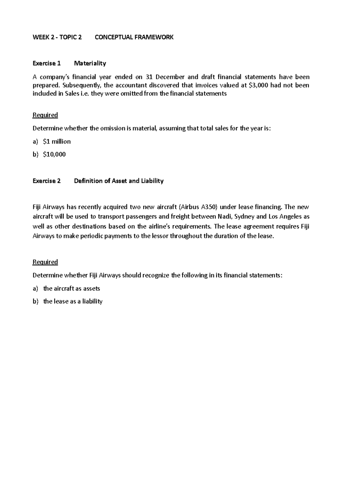 Week 2 Topic 2 - Conceptual Framework - Lecture Exercises - WEEK 2 ...