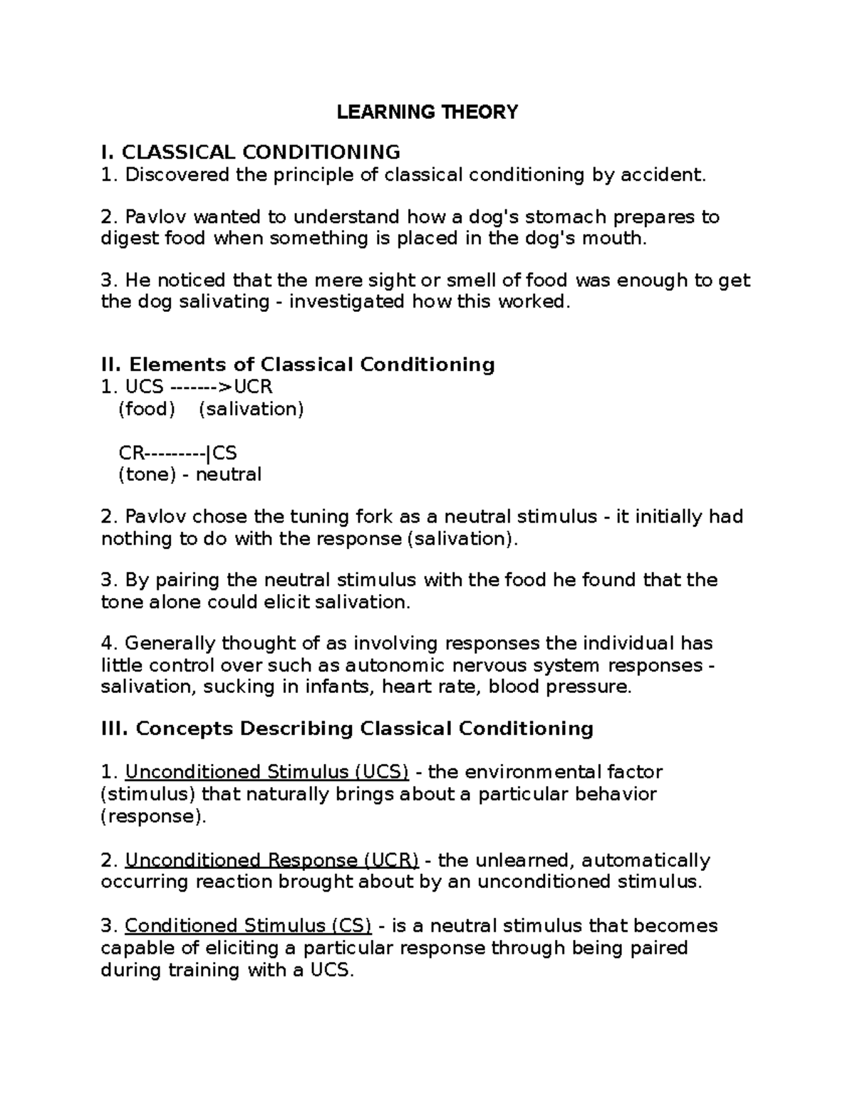 Learning Theory - walter davis' psychology class for summer 22 ...