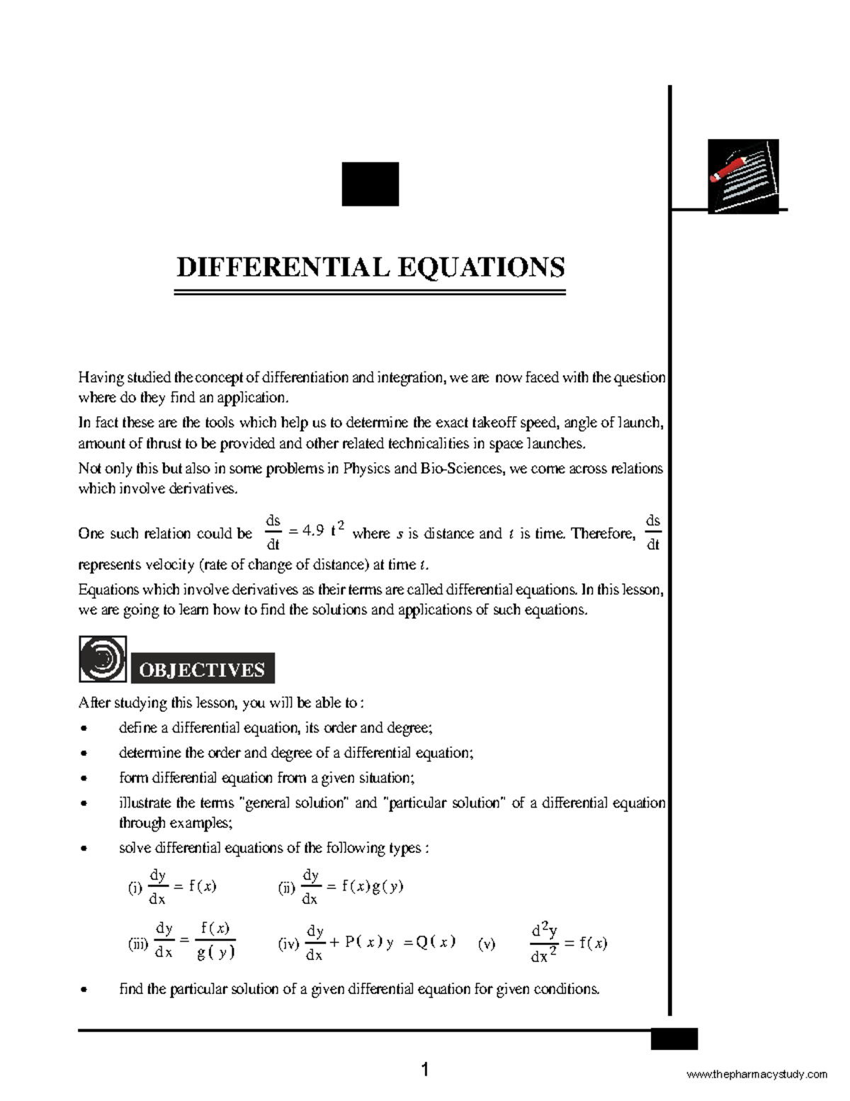 Differential-Equations - DIFFERENTIAL EQUATIONS Having studied the ...