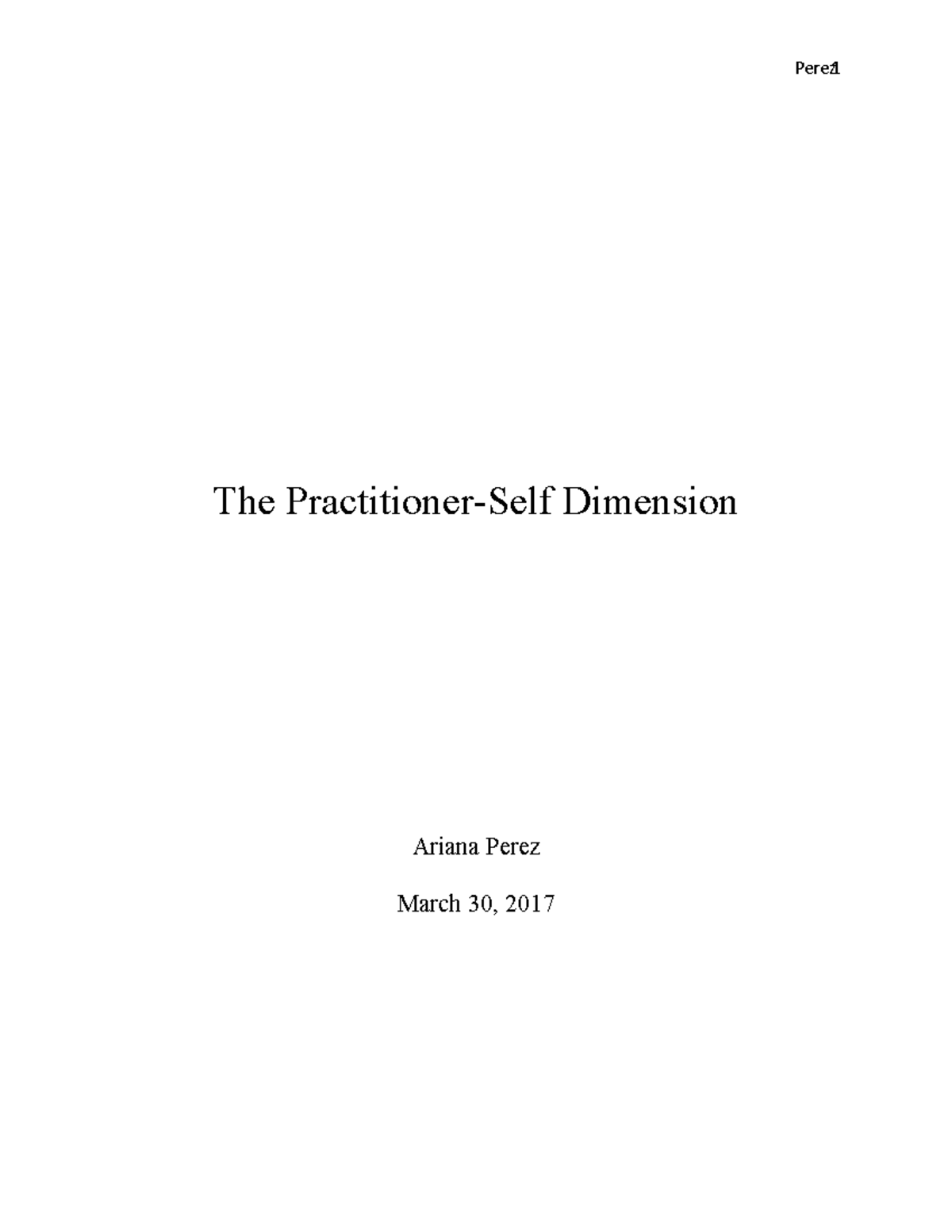 Practitioner-self dimension - The Practitioner-Self Dimension Ariana ...