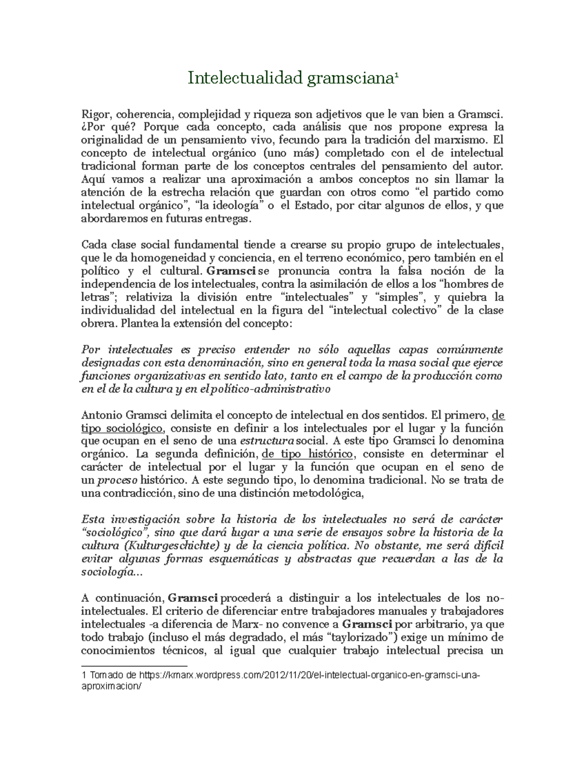 Lectura, Intelectualidad gramsciana - Intelectualidad gramsciana 1 ...