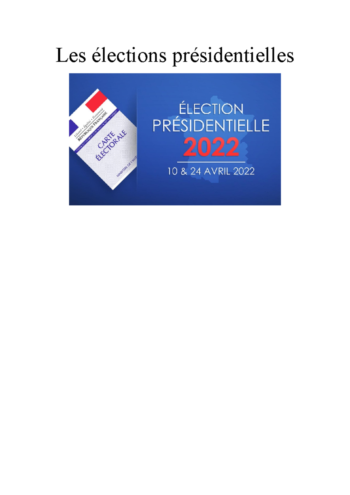 Dossier Frans Les élections présidentielles - Les élections ...