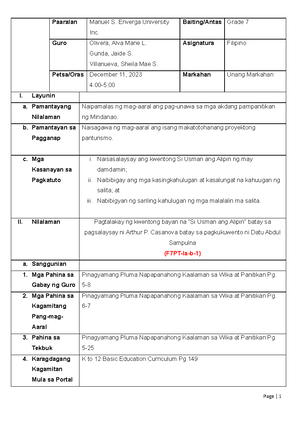 Lesson plan - Olivera, Alva Marie L. ENG ENGL Orense, John Rushndel B ...