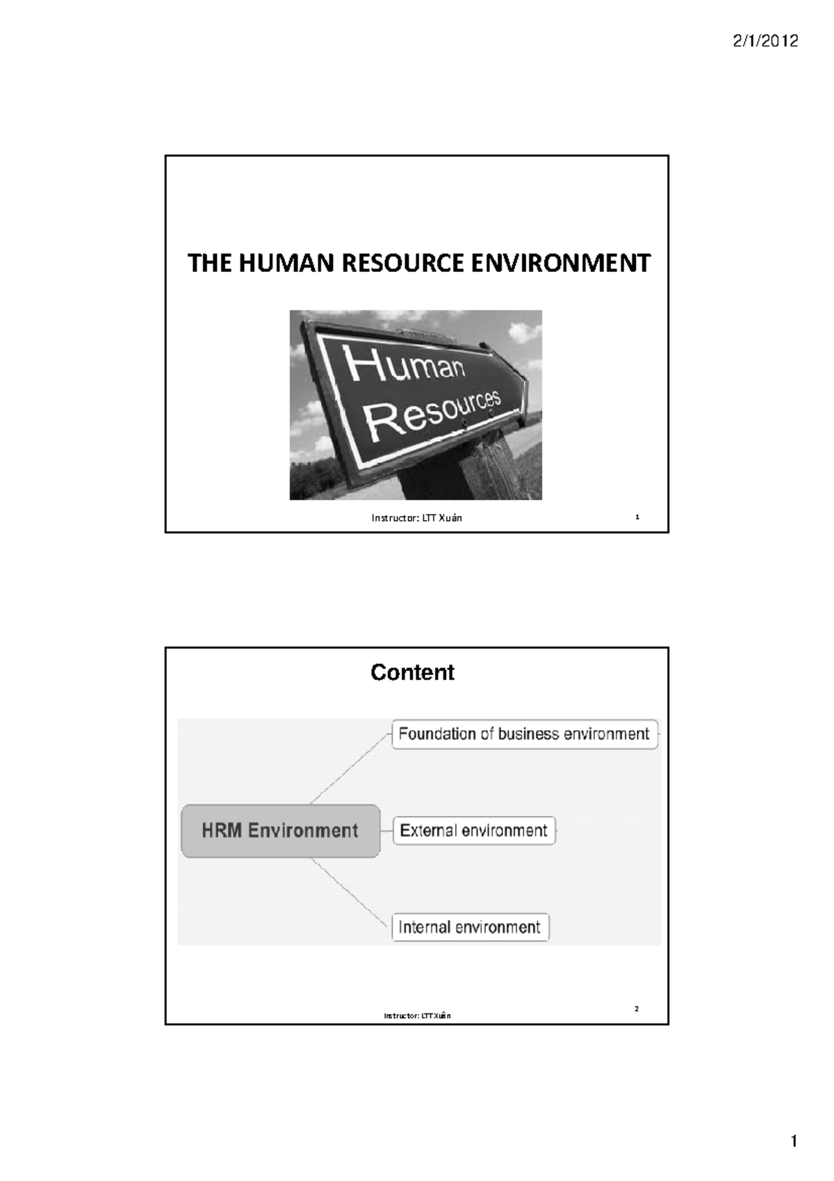 Part 2 - HRM environment - THE HUMAN RESOURCE ENVIRONMENT Instructor ...
