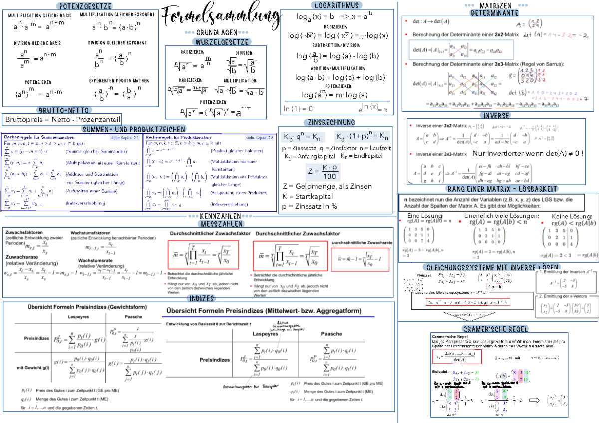 Formelsammlung - Zusammenfassung Mathematik 1 - Formelsammlung ...