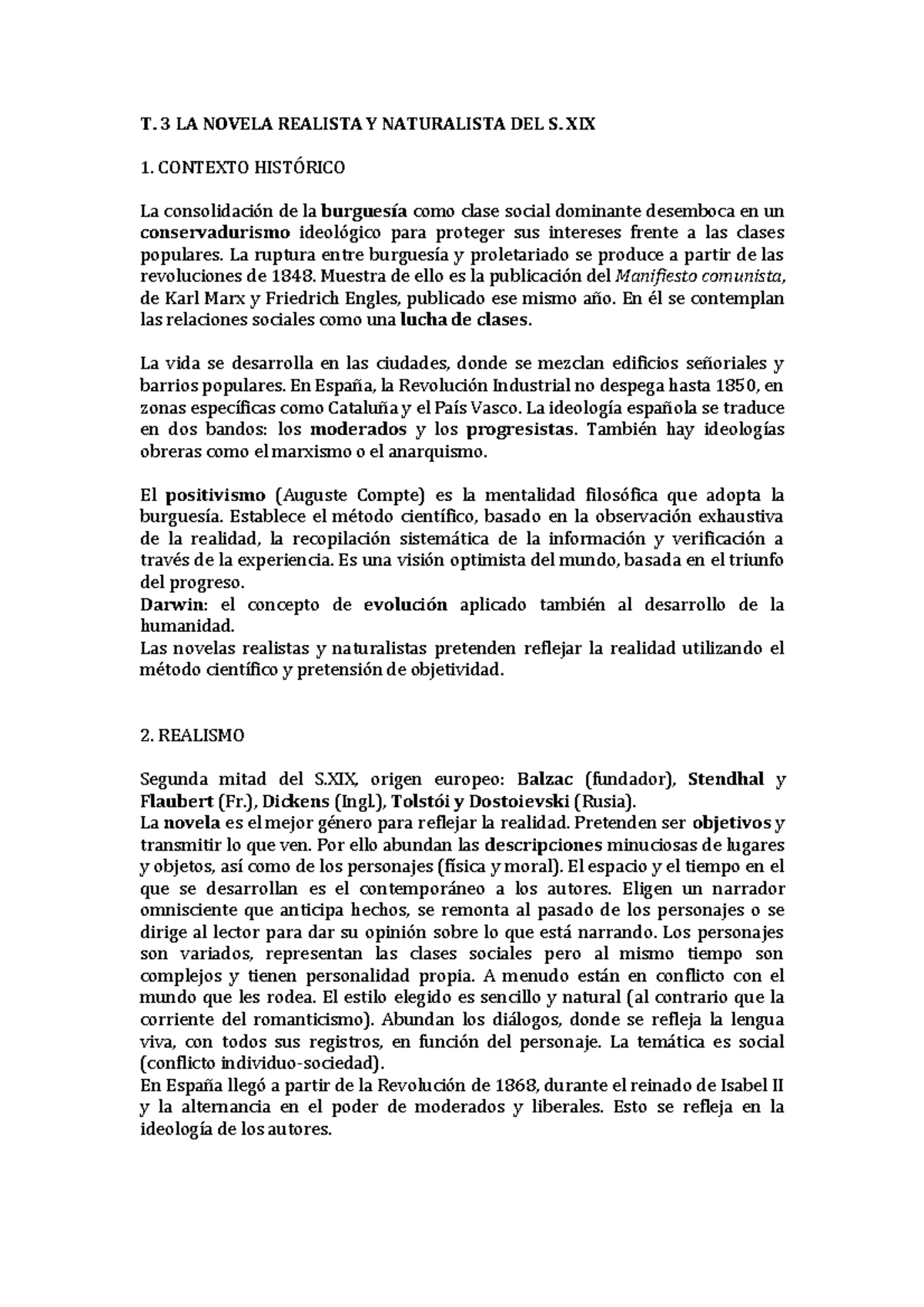Novela realista y naturalista - T. 3 LA NOVELA REALISTA Y NATURALISTA ...