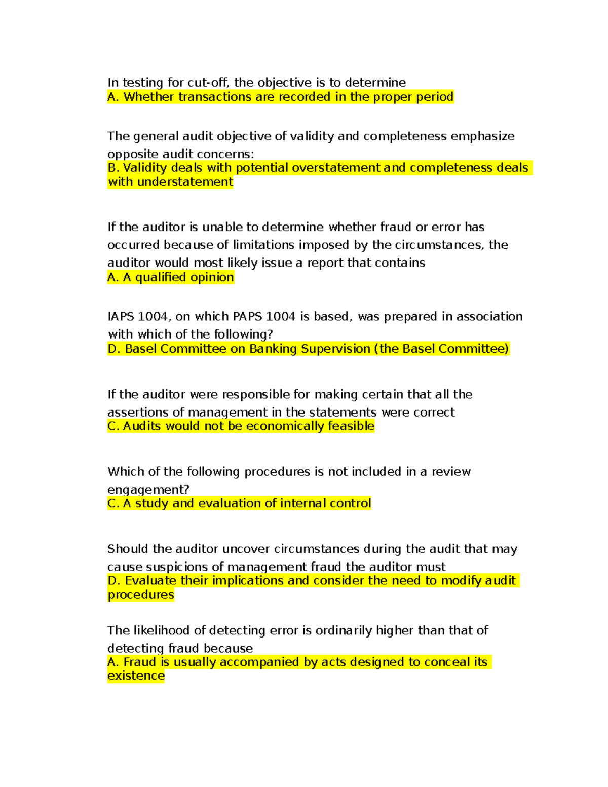 Auditing activity 4 - multiple choice - In testing for cut-off, the ...