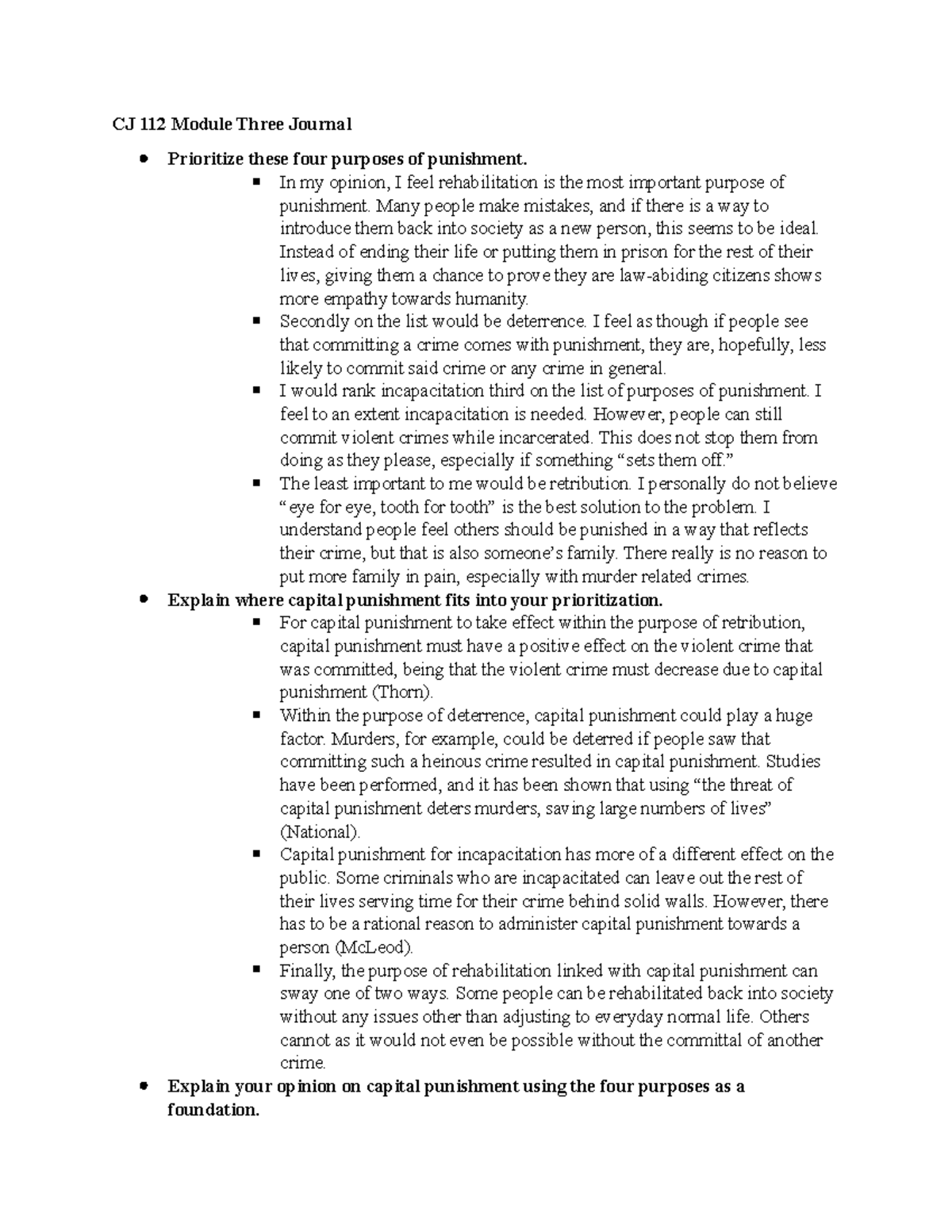 CJ 112 Module Three Journal - CJ 112 Module Three Journal Prioritize ...