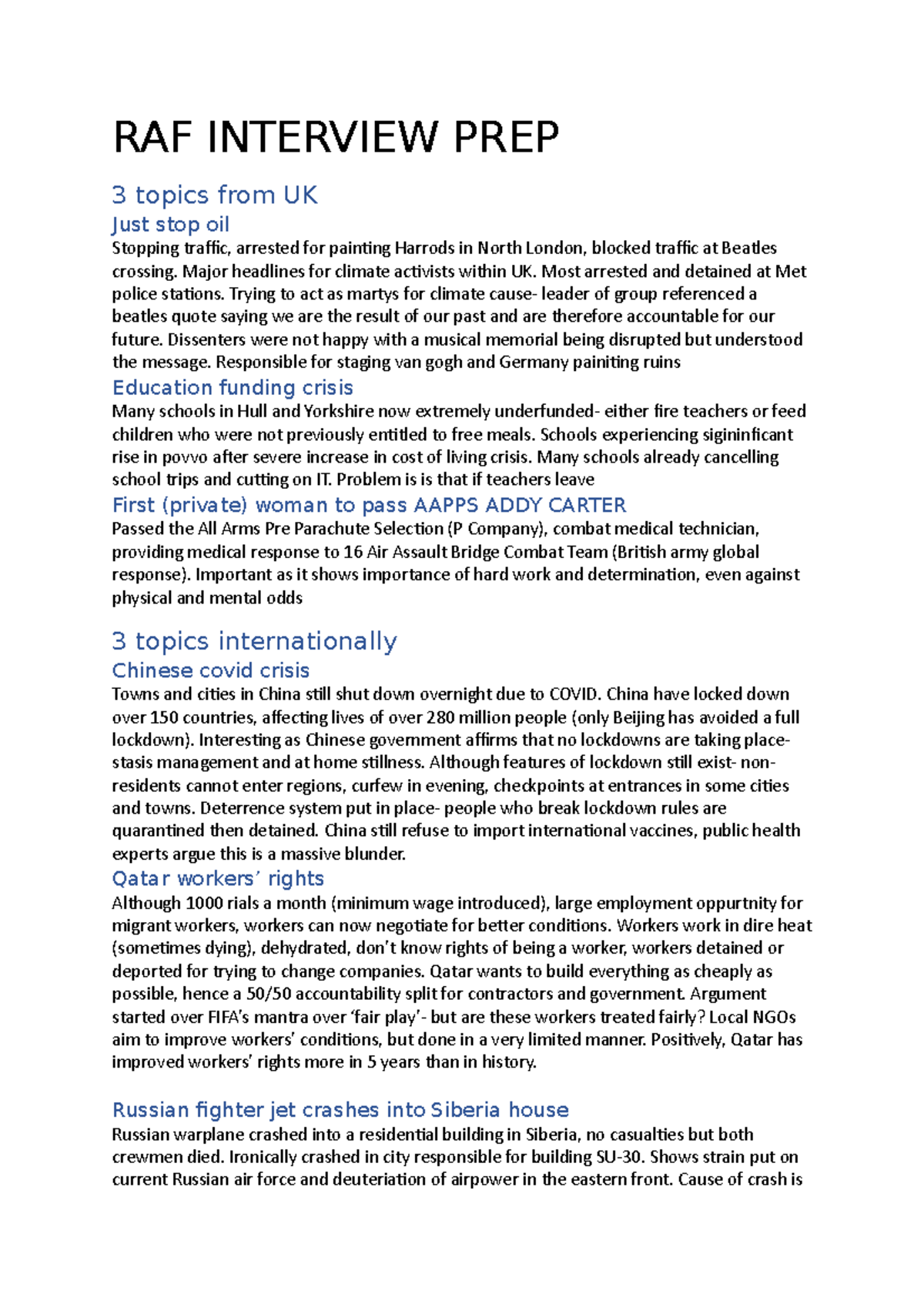 RAF Interview PREP - raf notes - RAF INTERVIEW PREP 3 topics from UK ...
