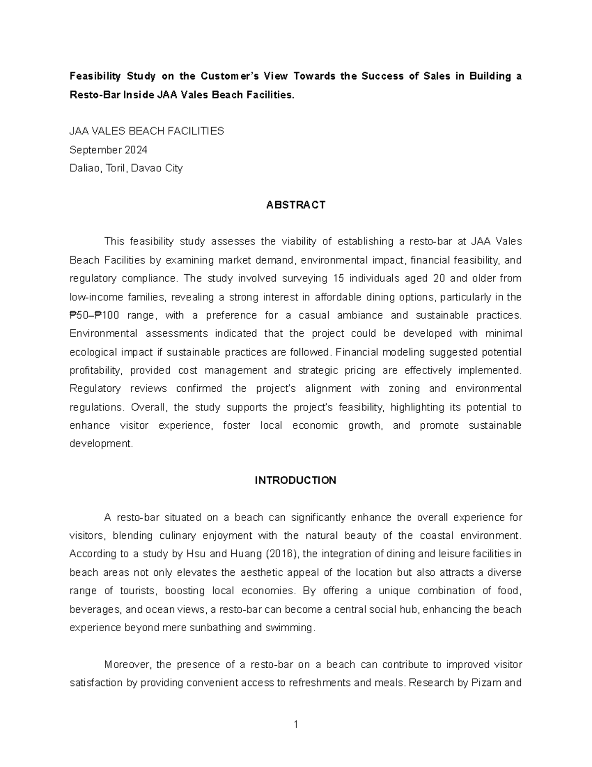 Feasibility Study - AFASDF ADFDA DAF FAF - Feasibility Study on the ...