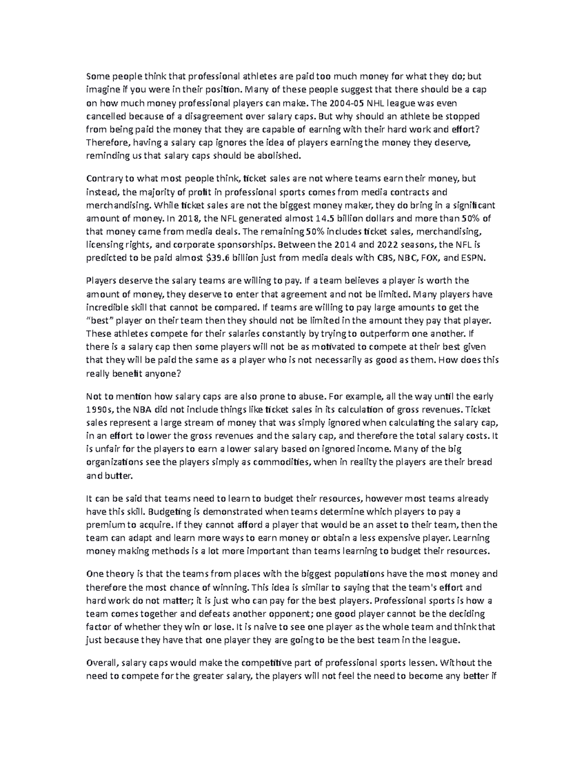 Document - Argument Essay - Some people think that professional ...