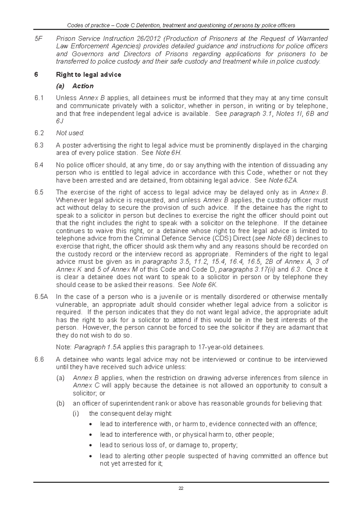 5. Pace Code C, Para 6 - 5F Prison Service Instruction 26/2012 ...