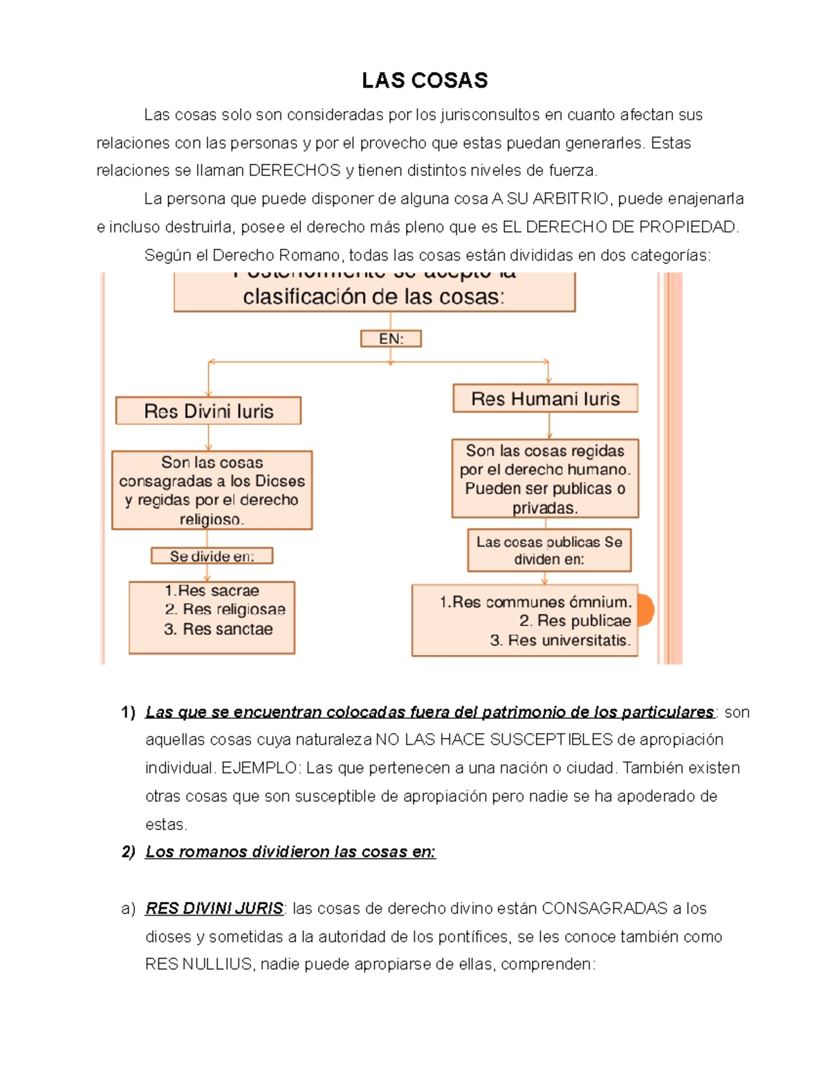 LAS Cosas Derecho Romano - LAS COSAS Las cosas solo son consideradas ...