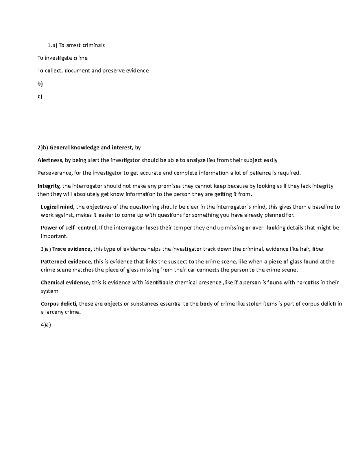 Criminal investigation answers - To arrest criminals To investigate ...