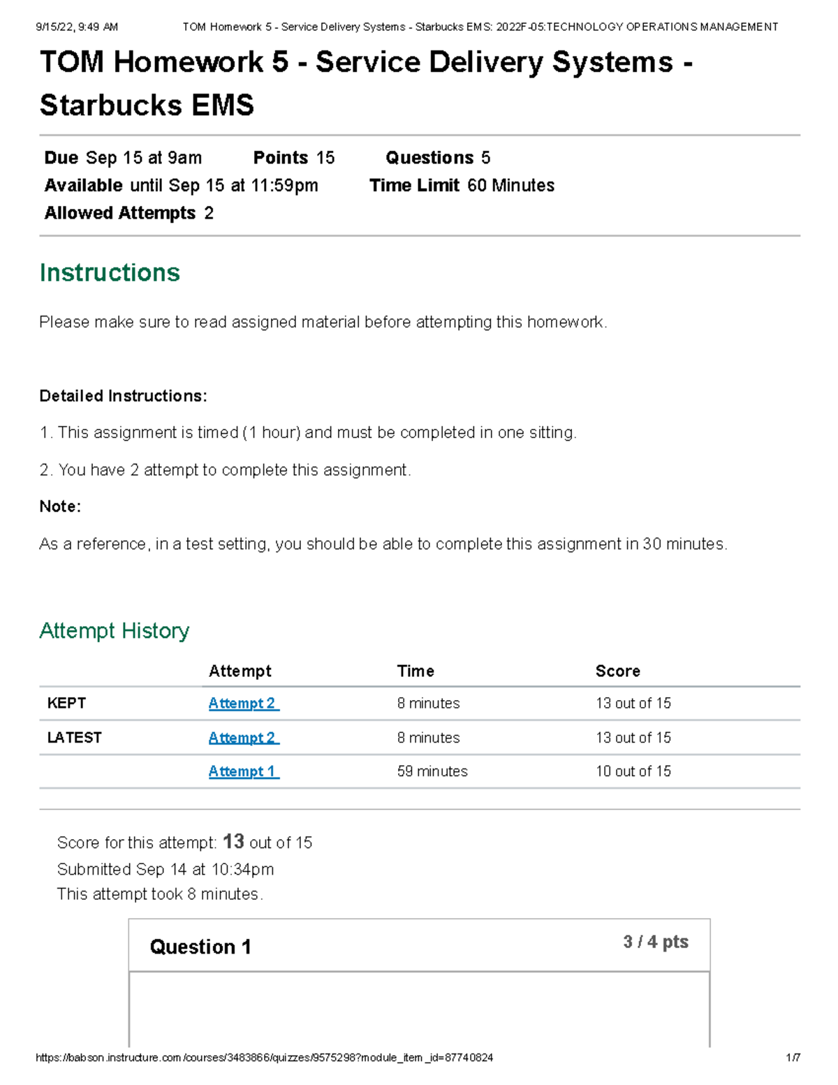 2 TOM Homework 5 - Service Delivery Systems - Starbucks EMS 2022F-05 ...